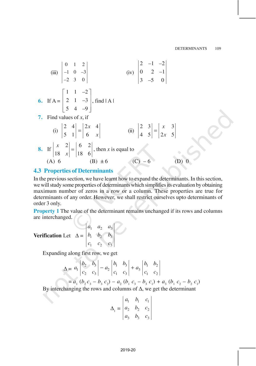 Determinants - NCERT Book of Class 12 Mathematics Part I